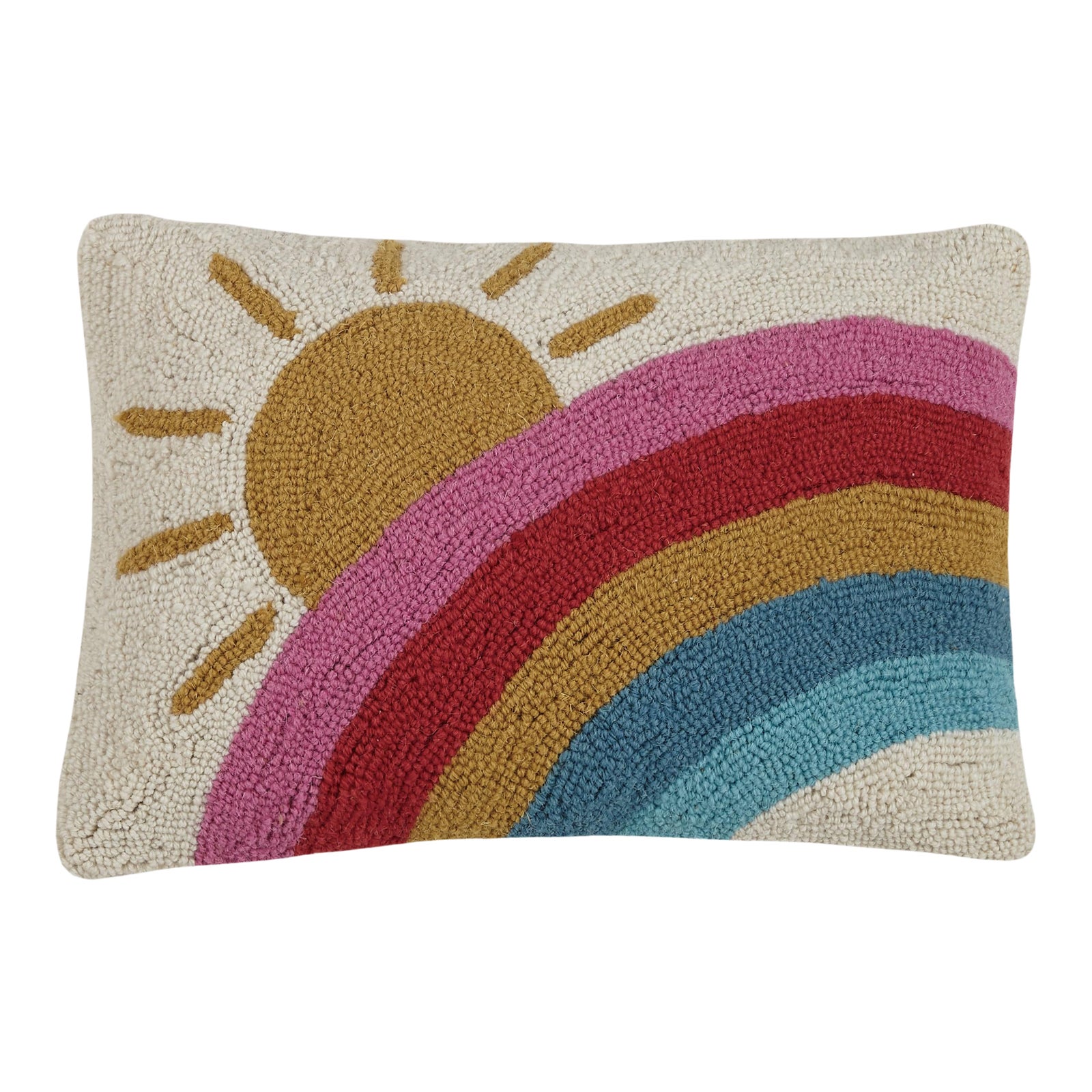 Sun and Rainbow Hook Pillow, 12" x 18" | Chairish