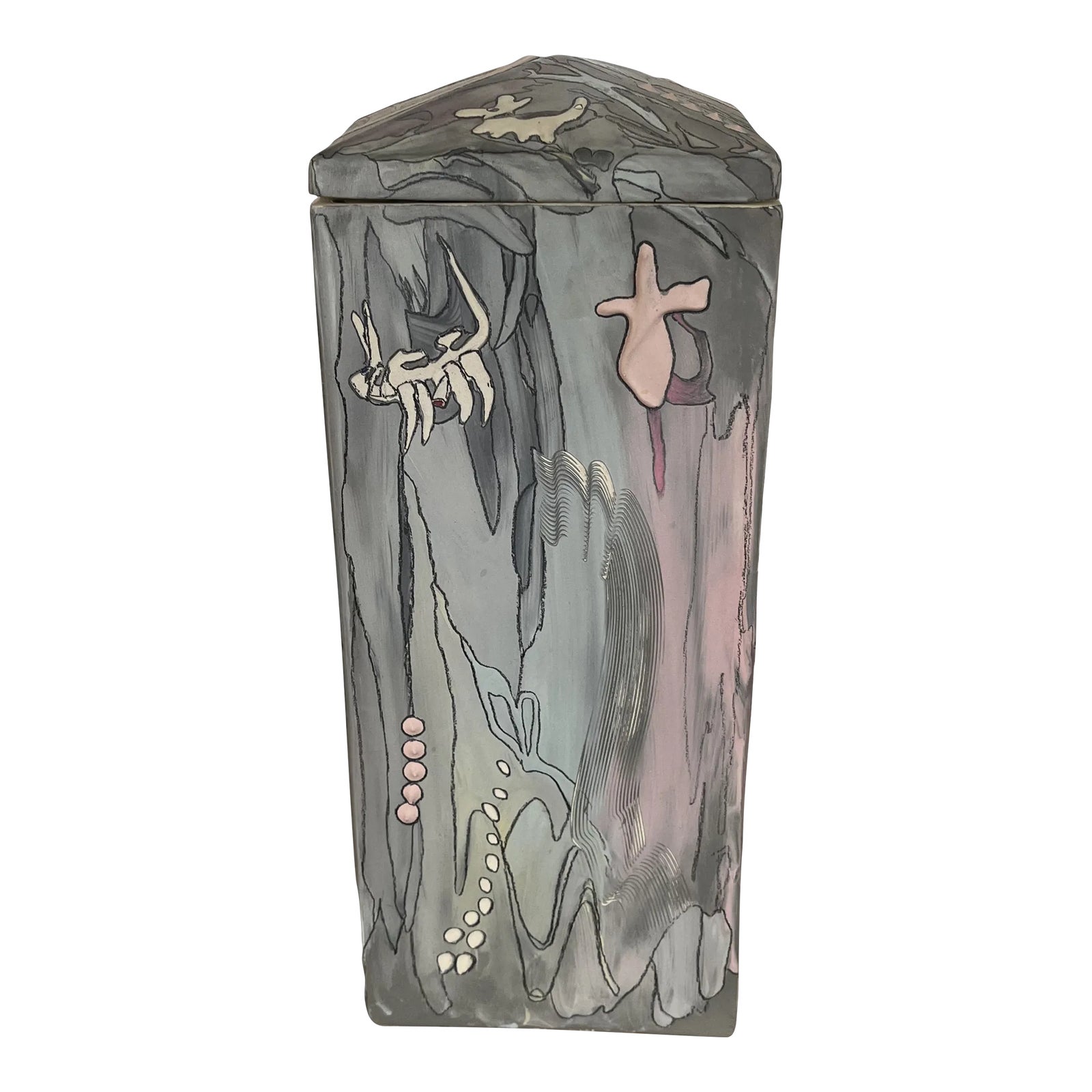 Postmodern Joe Monk Lidded Pottery Vessel | Chairish