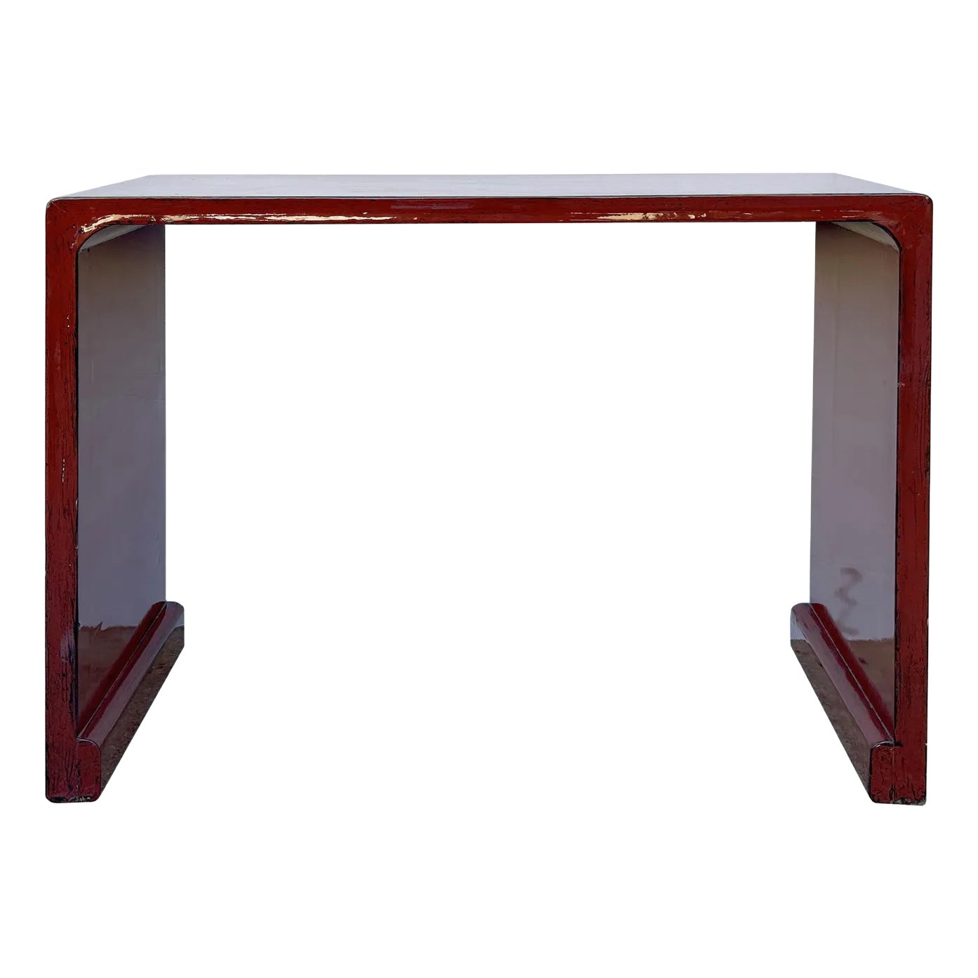 Gloss Brick Blood Red Lacquer Rectangular Console Foyer Side Table ...