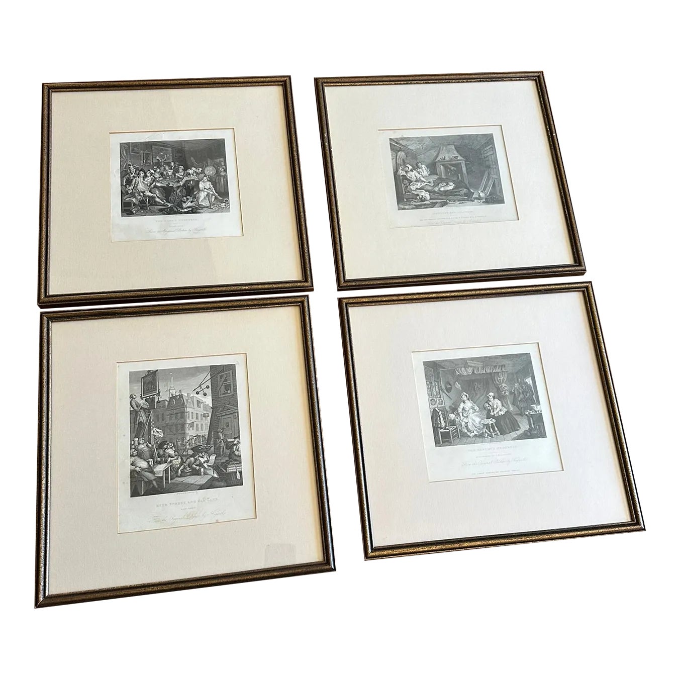 William Hogarth Antique Framed Hogarth Engravings Set of 4 | Chairish