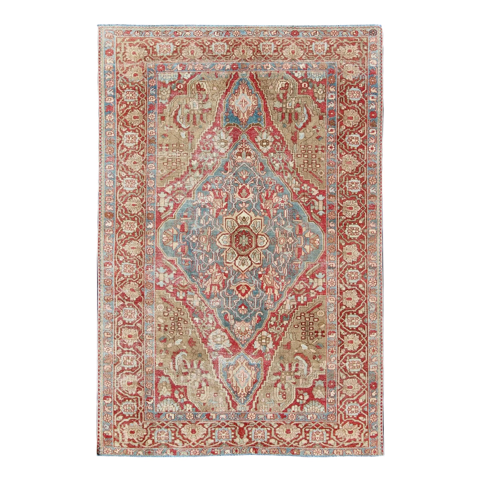 Antique Persian Bakhtiari Rug With Layered Floral Medallion Design and ...