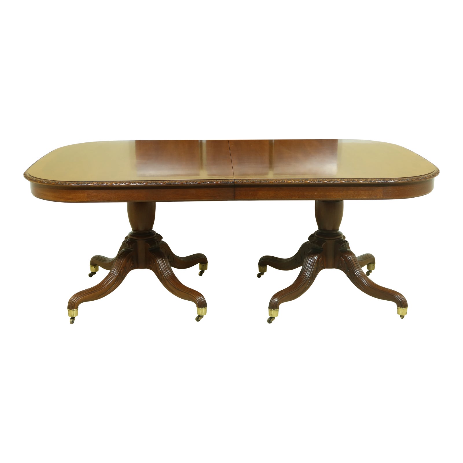 John Widdicomb Walnut Carved Border Dining Room Table | Chairish