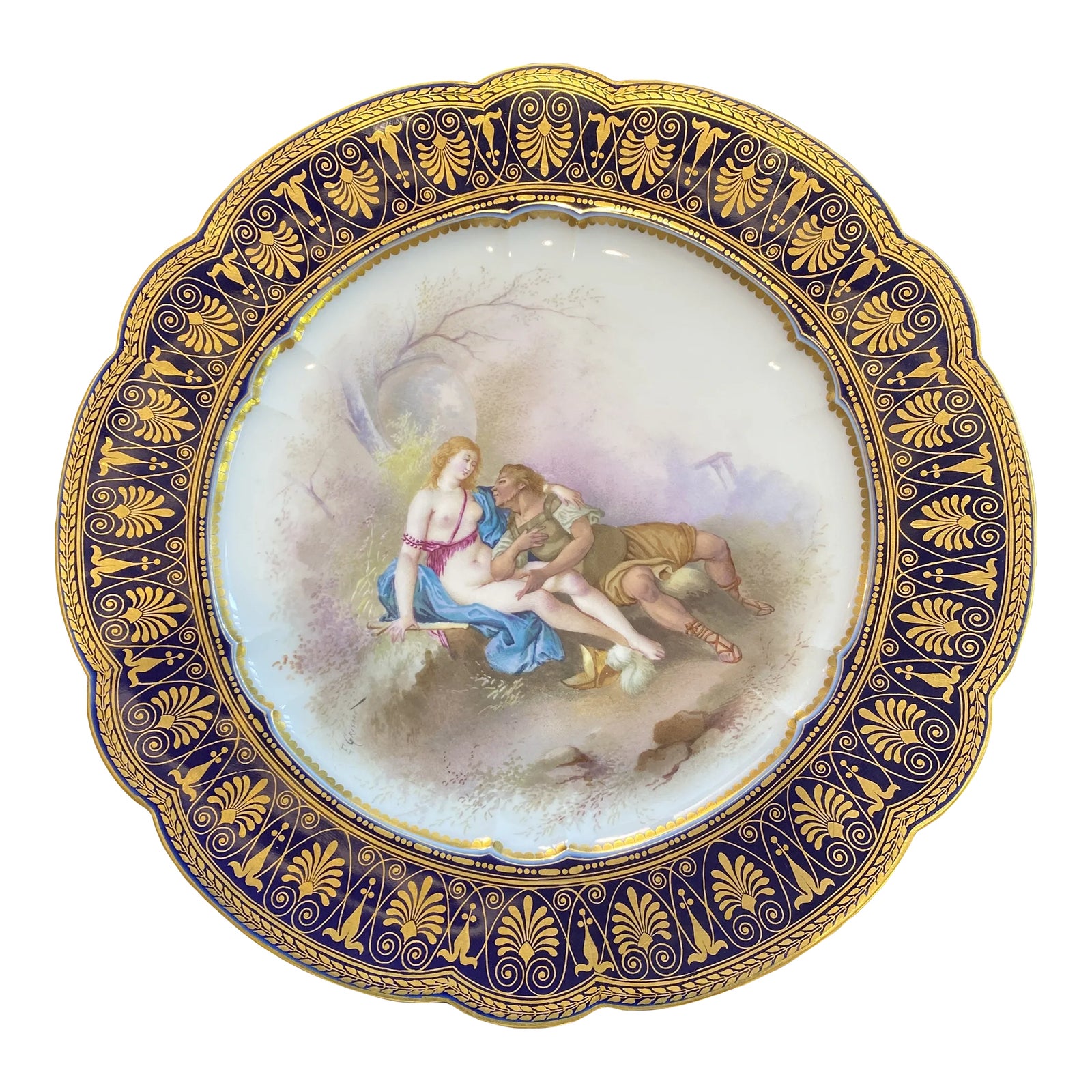 A 19th Century Hand Painted Sevres Porcelain Cabinet Plate | Chairish