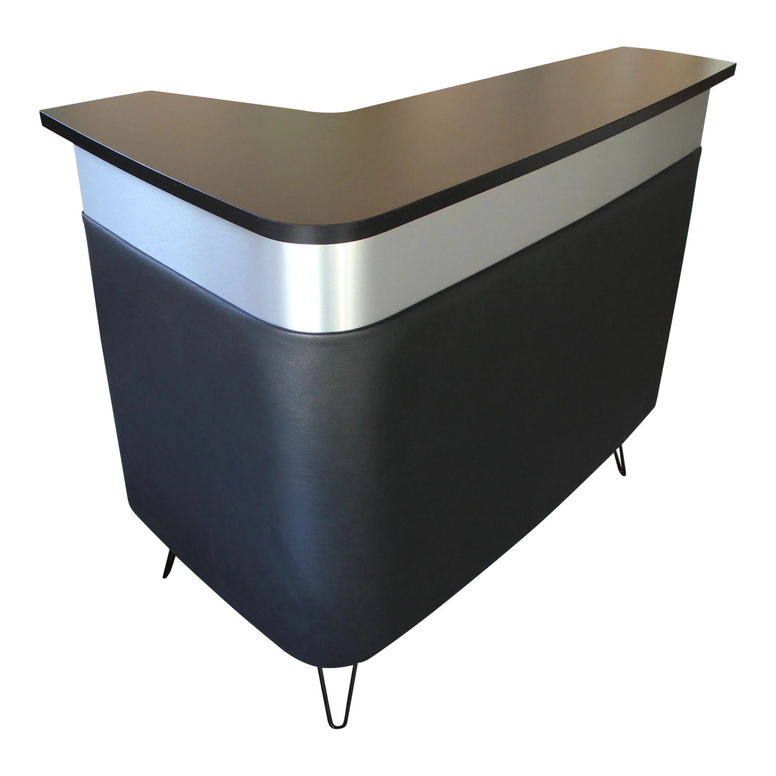 Mid Century Modern Style Black Boomerang Bar With Brushed Metal Accent ...