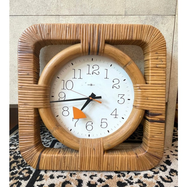 Vintage George Nelson for Howard Miller Rattan Wall Clock | Chairish