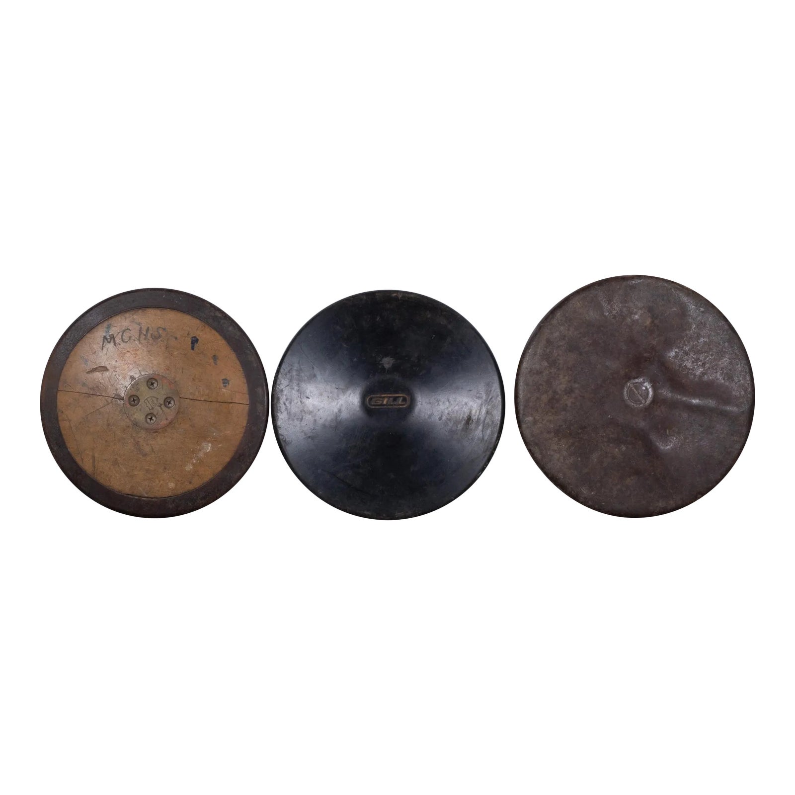 Antique Wood and Metal Throwing Discus C.1930-1940 | Chairish