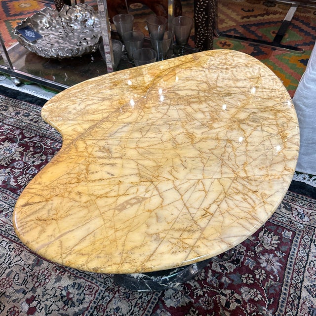 One of a Kind Palette Shaped Marble Pattern Resin Side Table | Chairish