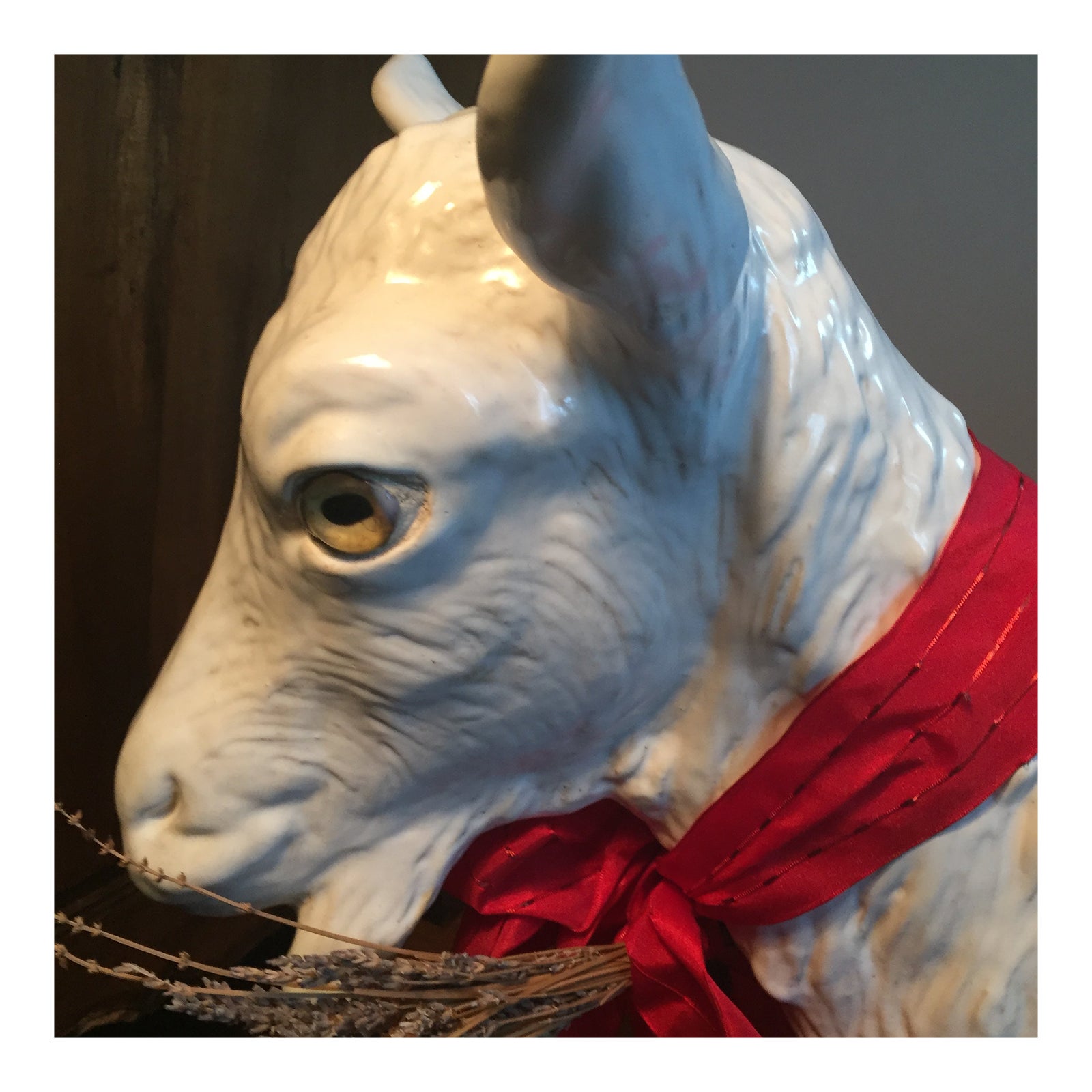 1970s Faience Life-Size Goat Sculpture | Chairish