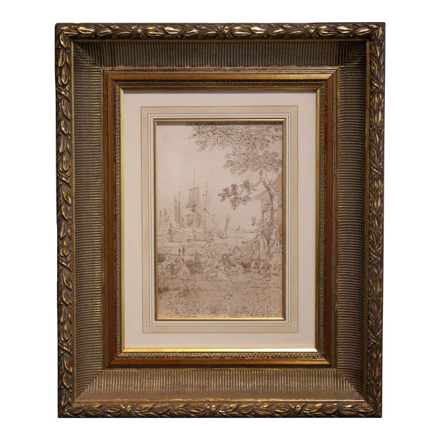 Antique European Drawing of a Renaissance Romantic Scene | Chairish