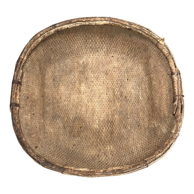 Extra Large Hand Crafted Bamboo Antique Winnowing ExtraLarge Basket Handwoven Harvest Decor ...