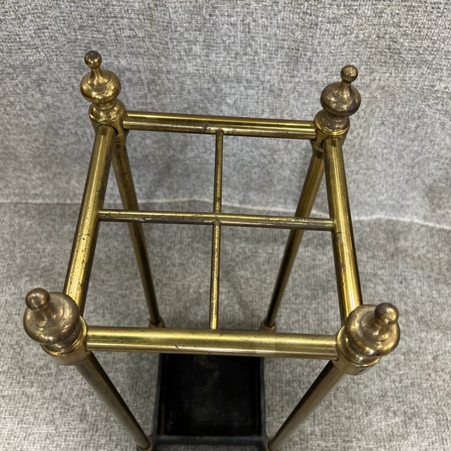 Early 20th Century Vintage Brass and Cast Iron Umbrella Holder | Chairish