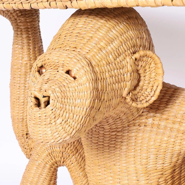 Mario Torres Mid Century Wicker Monkey Console | Chairish