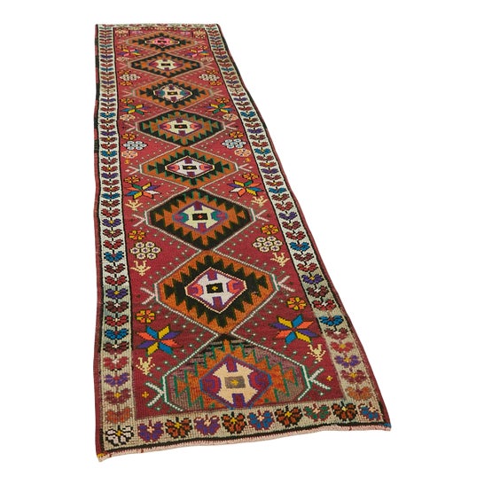 Red Bohemian Runner Rug | Chairish