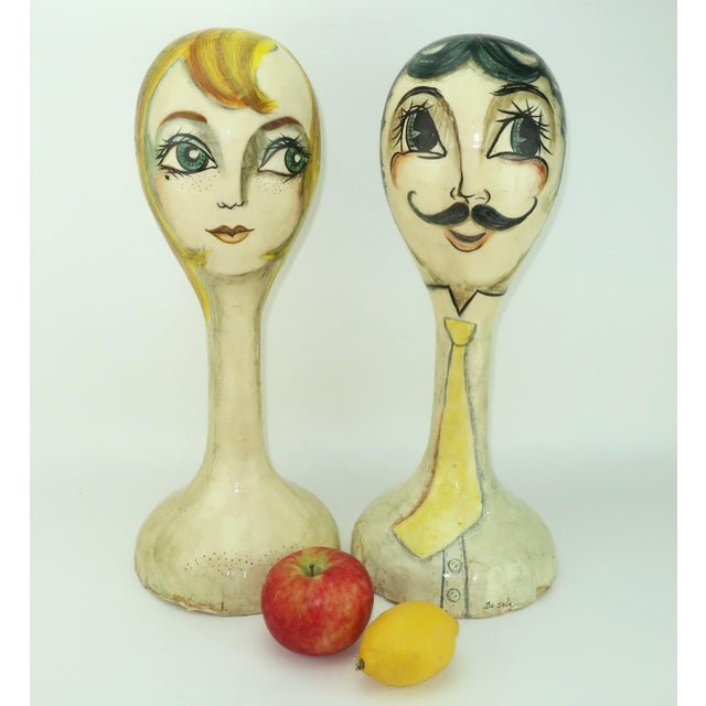 De Sela Mexican Folk Art Papier Mache Heads, a Pair | Chairish