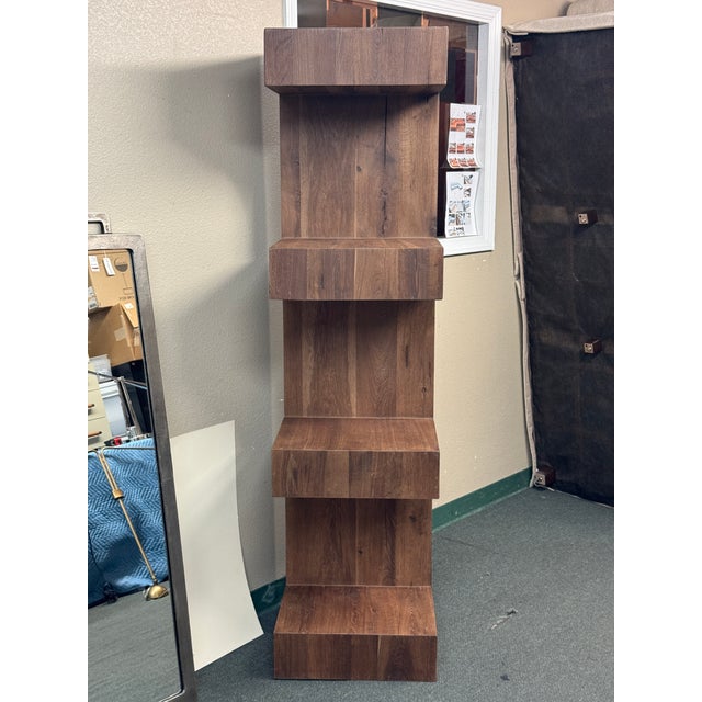 Custom Contemporary Chunky Wood Open Shelving Unit | Chairish
