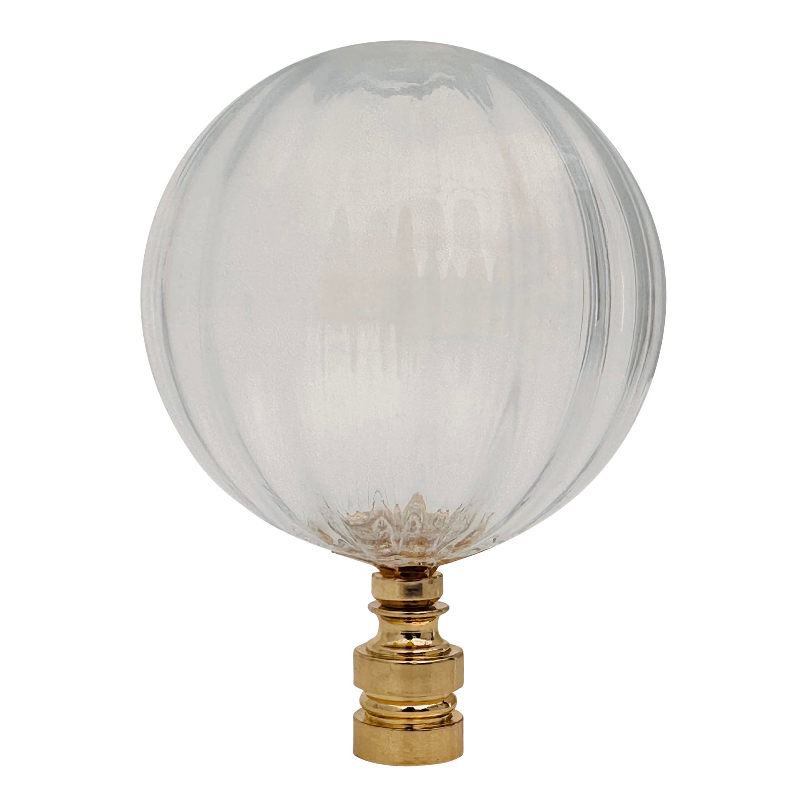 Ribbed Optic Glass Lamp Finial on Gold Hardware | Chairish