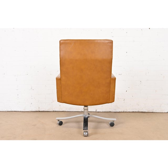 Stow Davis Mid-Century Modern Leather Executive Swivel Desk Chair ...