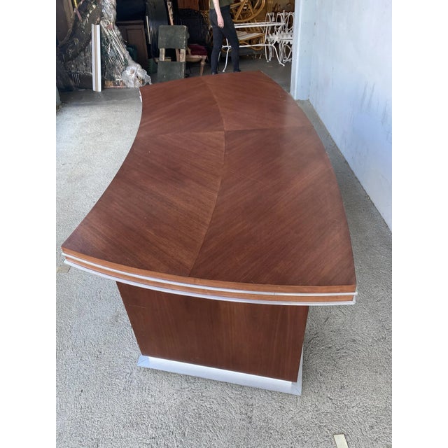 1990s Modern Partner Desk with Aluminum Trim | Chairish