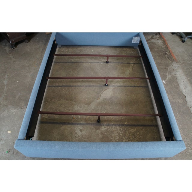 Bernhardt Avery Fabric Modern Blue Panel Tufted Queen Size Bed | Chairish