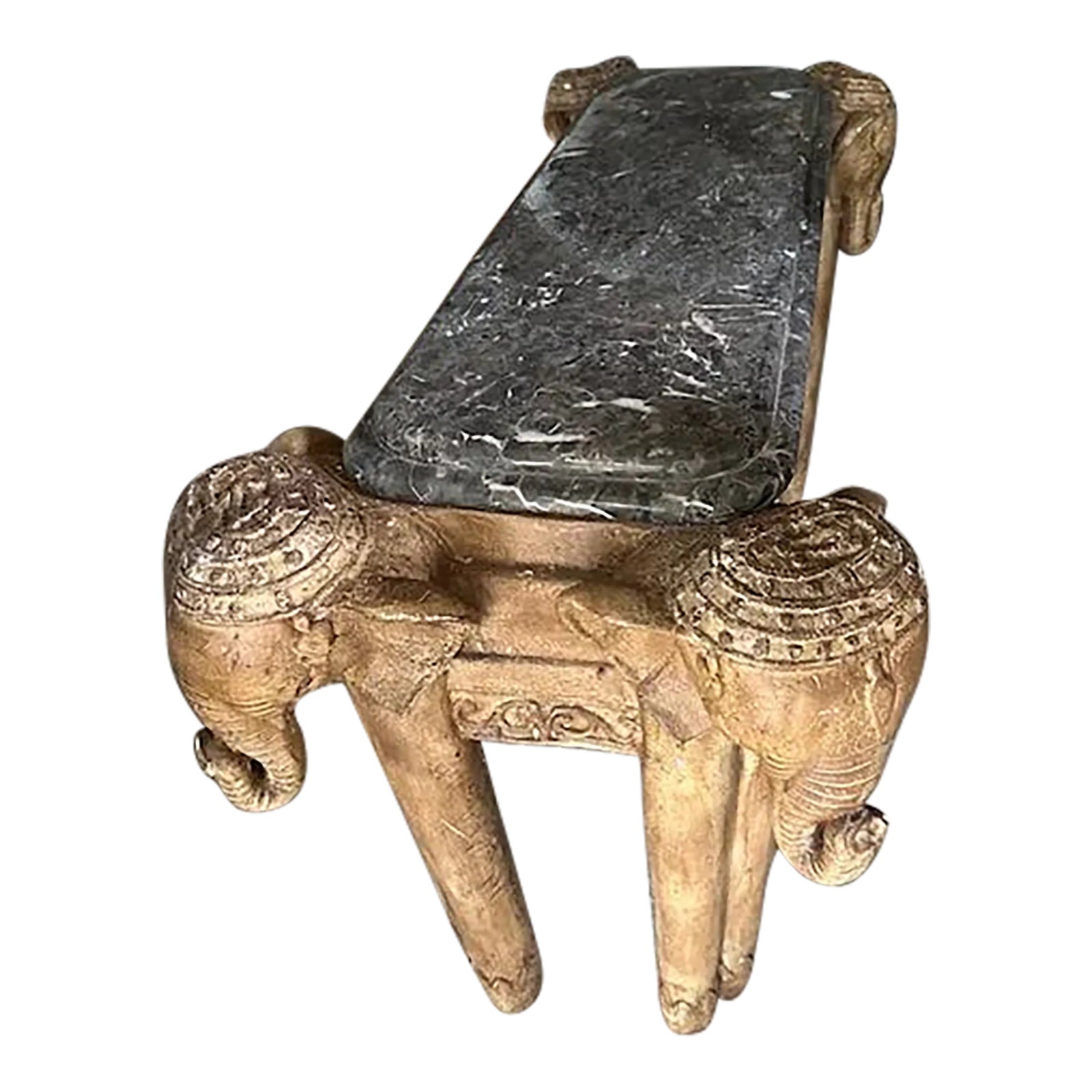 Late 20th Century Elephant Side Table With Marble Top | Chairish