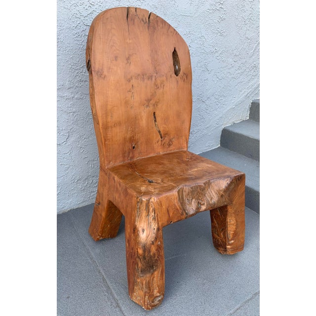 Contemporary Organic Burl Wood Chair | Chairish