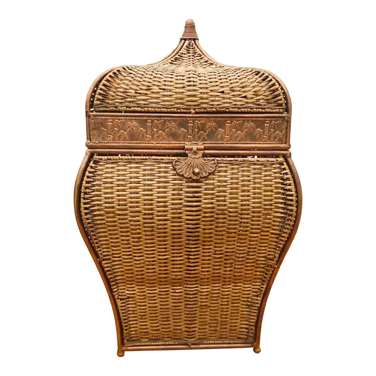 Copper Accented Wicker Blanket Chest | Chairish