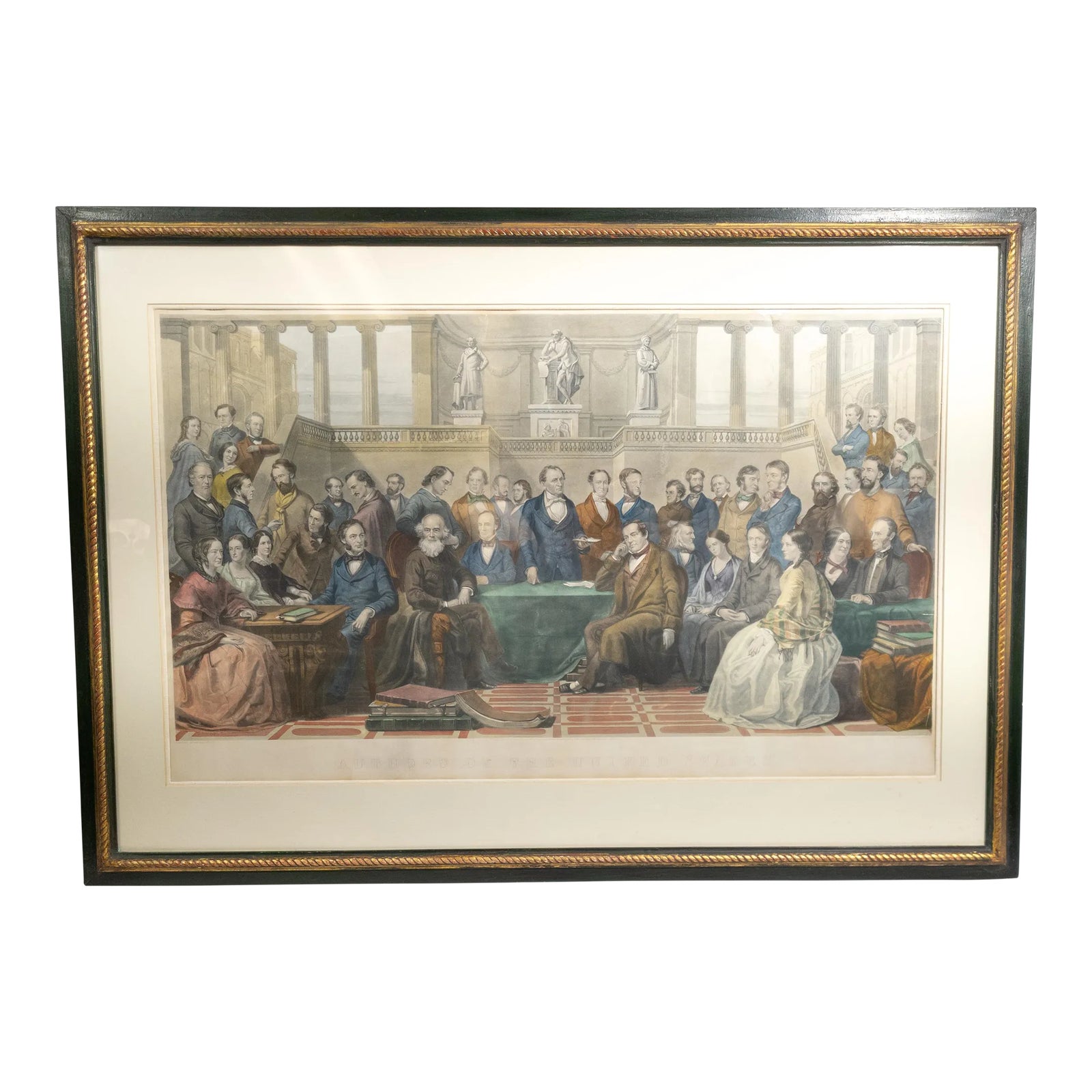 19th Century American Hand Colored Lithograph Print of "The Authors of ...