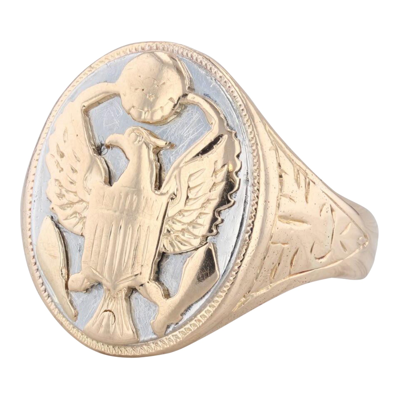 Vintage US Army Military Insignia Ring 14k Yellow White Gold Size 8.5 ...