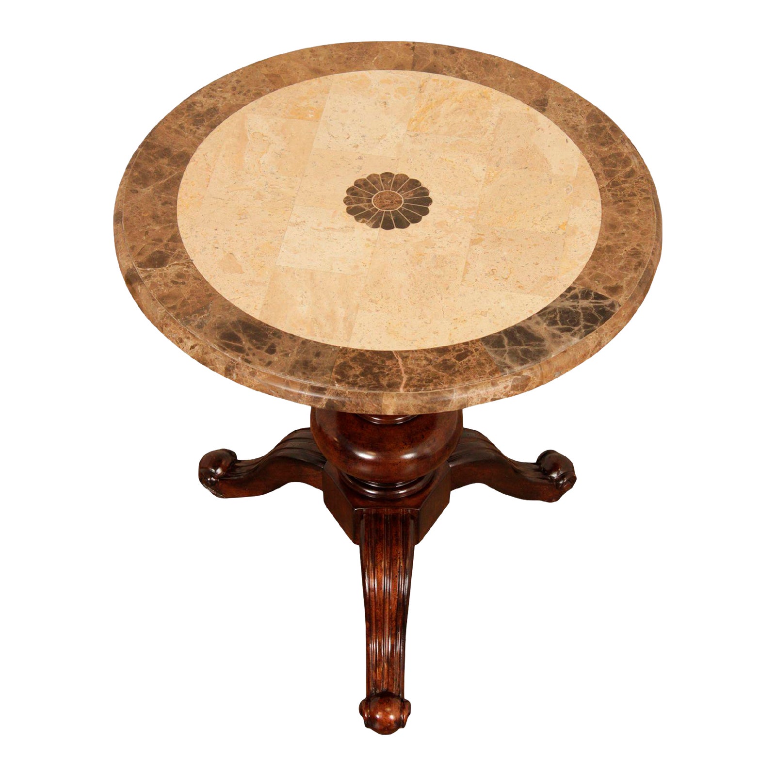 Italian Regency Style Marble Top Pedestal Side Table | Chairish