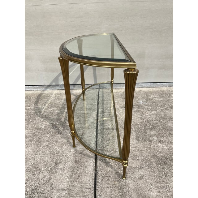 Ethan Allen Demilune Brass and Beveled Glass Sofa Console Entryway ...