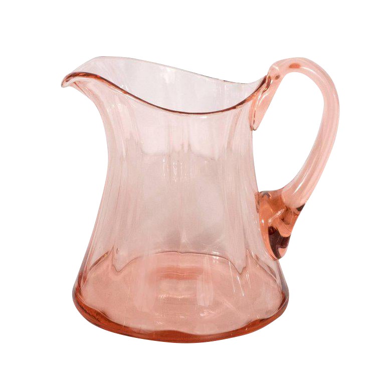 American Art Deco Channeled Rose Colored Pitcher | Chairish
