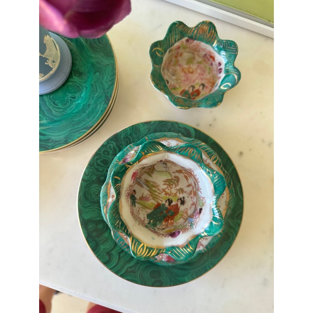 Vintage Handmade and Hand Painted Geisha Berry Bowl and Saucer, Dessert ...