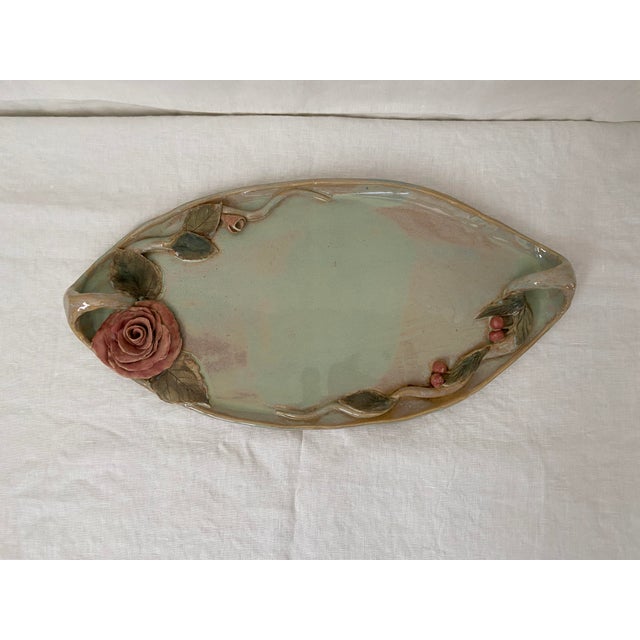 1990s Ceramic Rose Tray | Chairish
