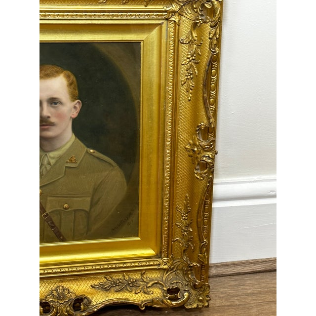 Military Ww1 Oil Painting Portrait British Army Soldier Green Dress ...