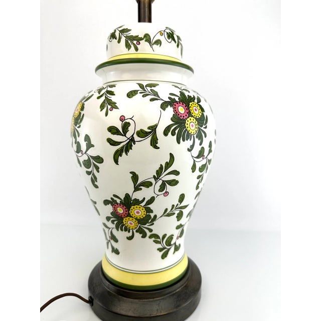 1960's Vintage Floral Mid-Century Hand Painted Lamp | Chairish