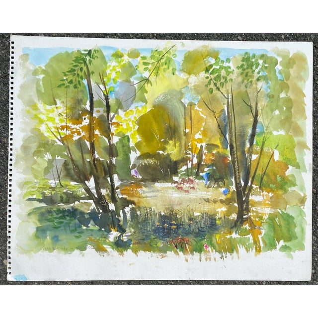 1992 Fred Atkinson Forest Landscape Watercolor | Chairish