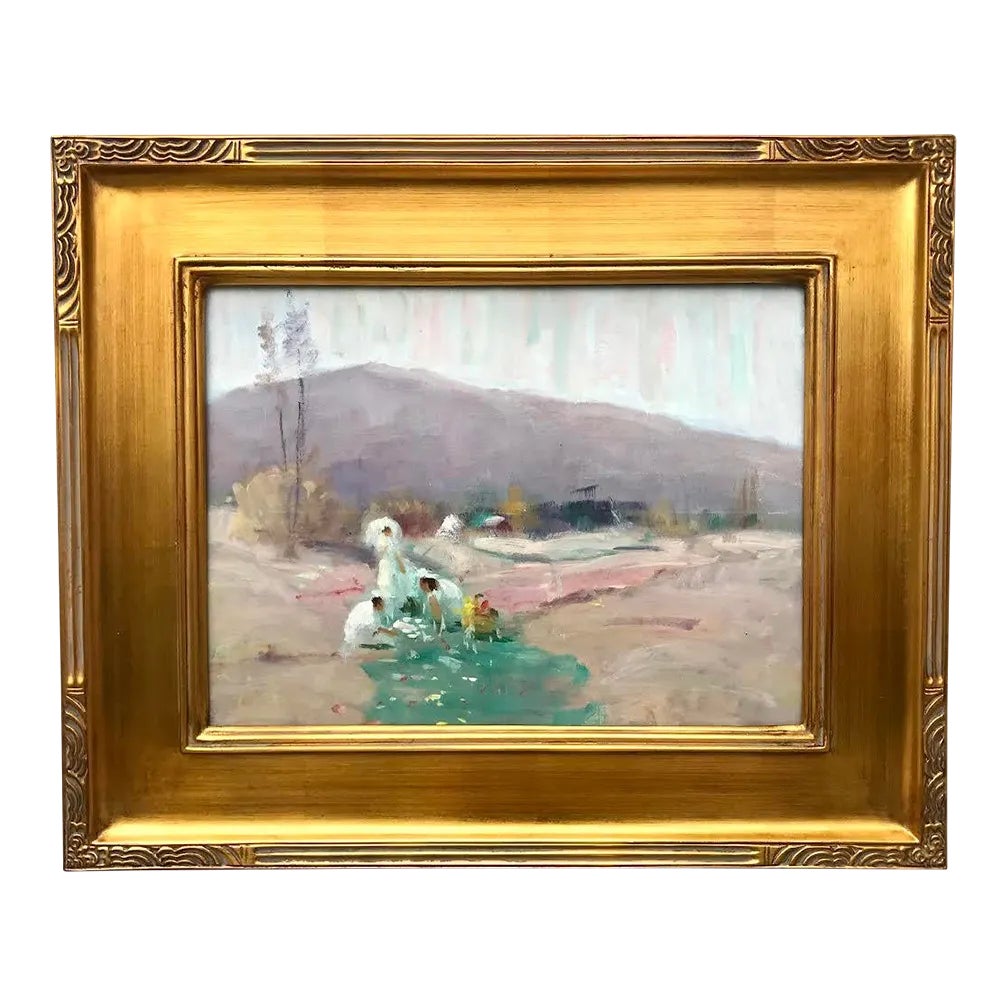 American Impressionist Landscape Spring Time by Harry Barton | Chairish