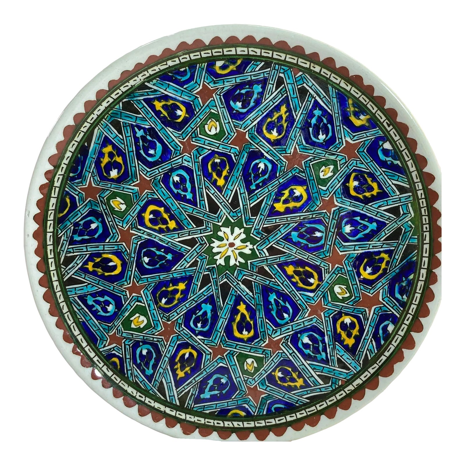 Hand Painted Ceramic Decorative Moorish Plate 1950s | Chairish