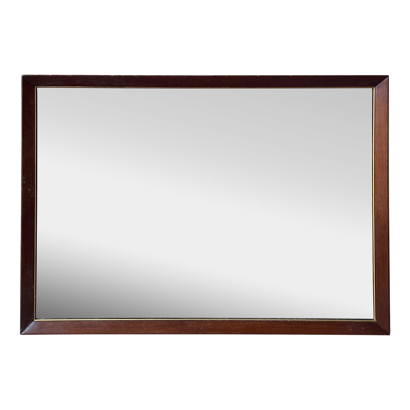 1940s Large Oxidized Mirror Framed in Wood - | Chairish