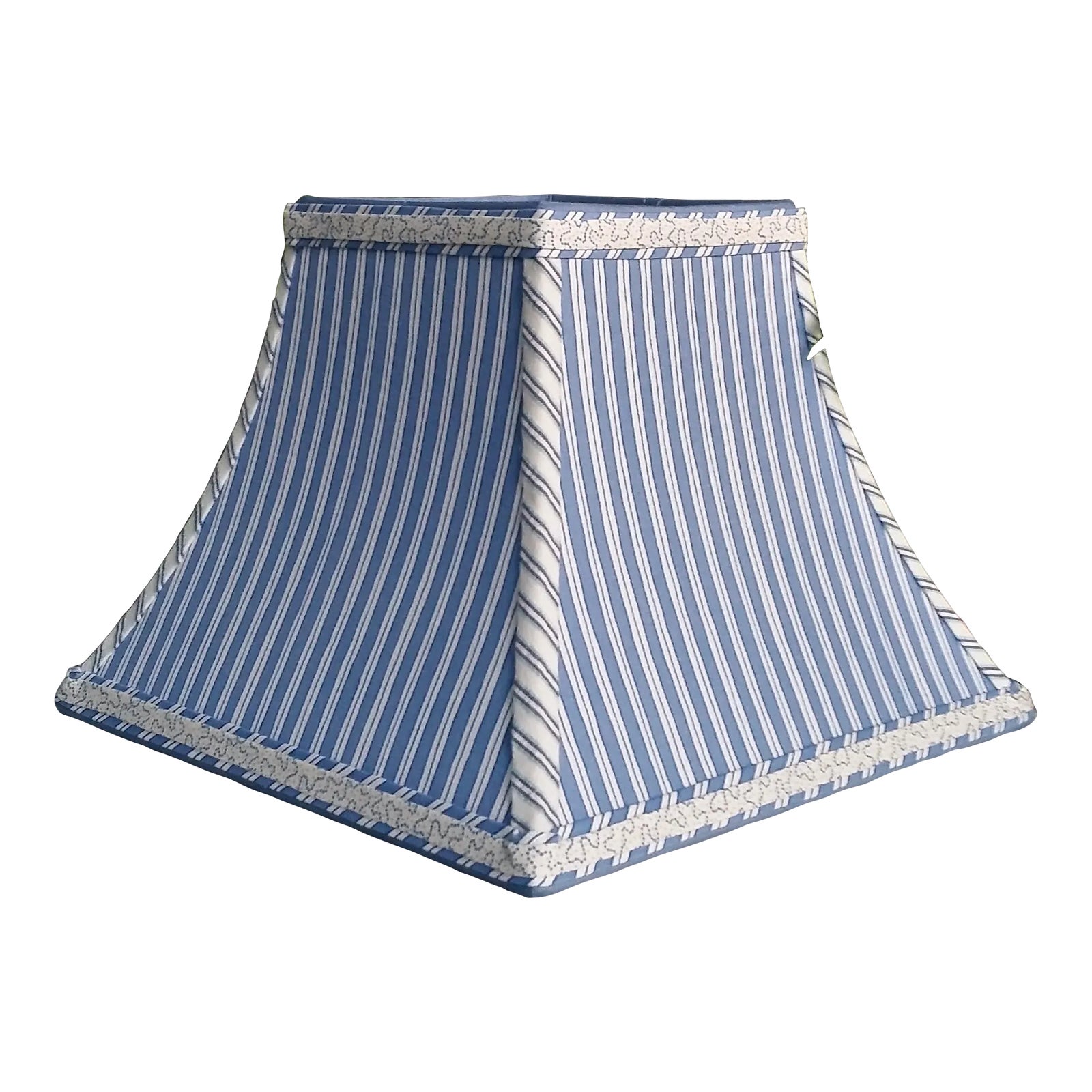 Early 21st Century Blue Stripe Square Bell Frame Lampshade | Chairish