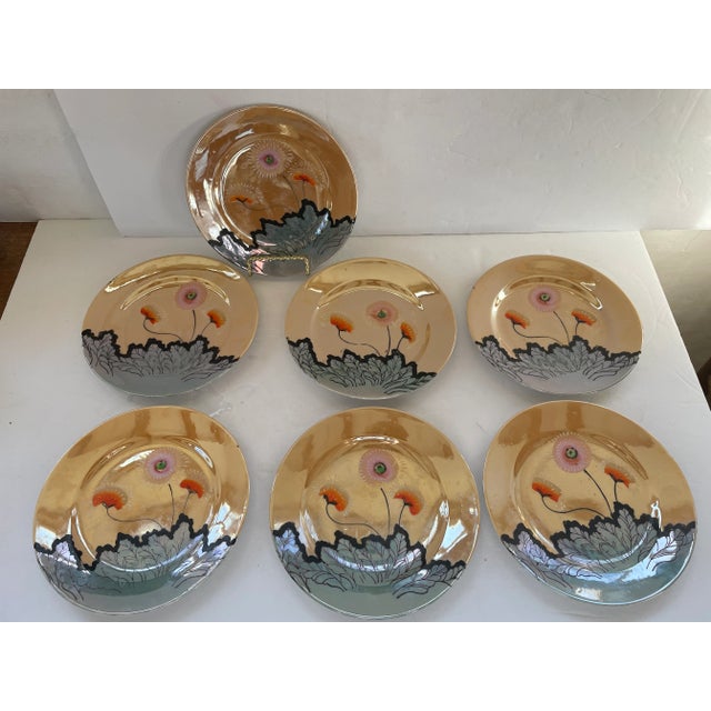 Vintage Japanese Lusterware Tea Set Hand Painted Floral 30 Pieces ...