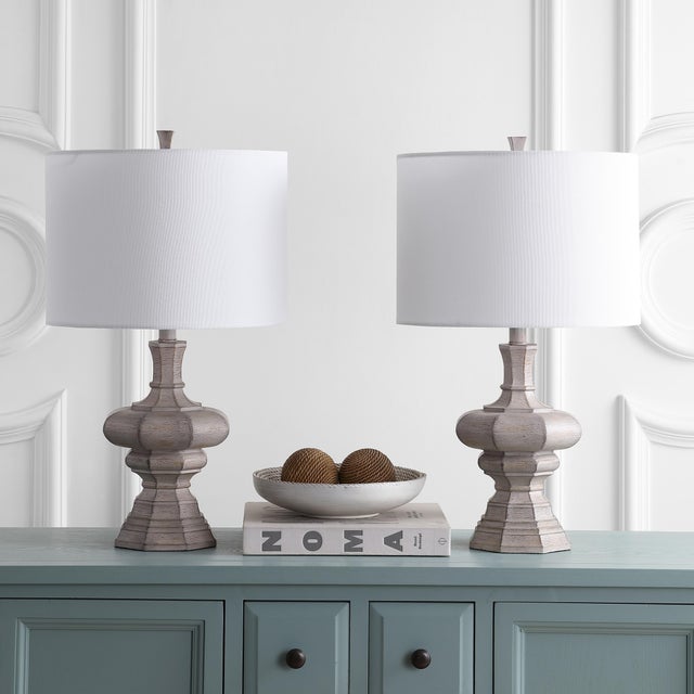 Paige Table Lamp in whitewash - a Pair | Chairish