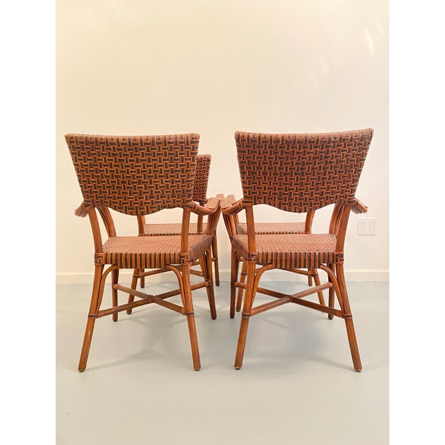 Vintage Wicker/Rattan and Leather Weaved Chairs, Set of 4 | Chairish