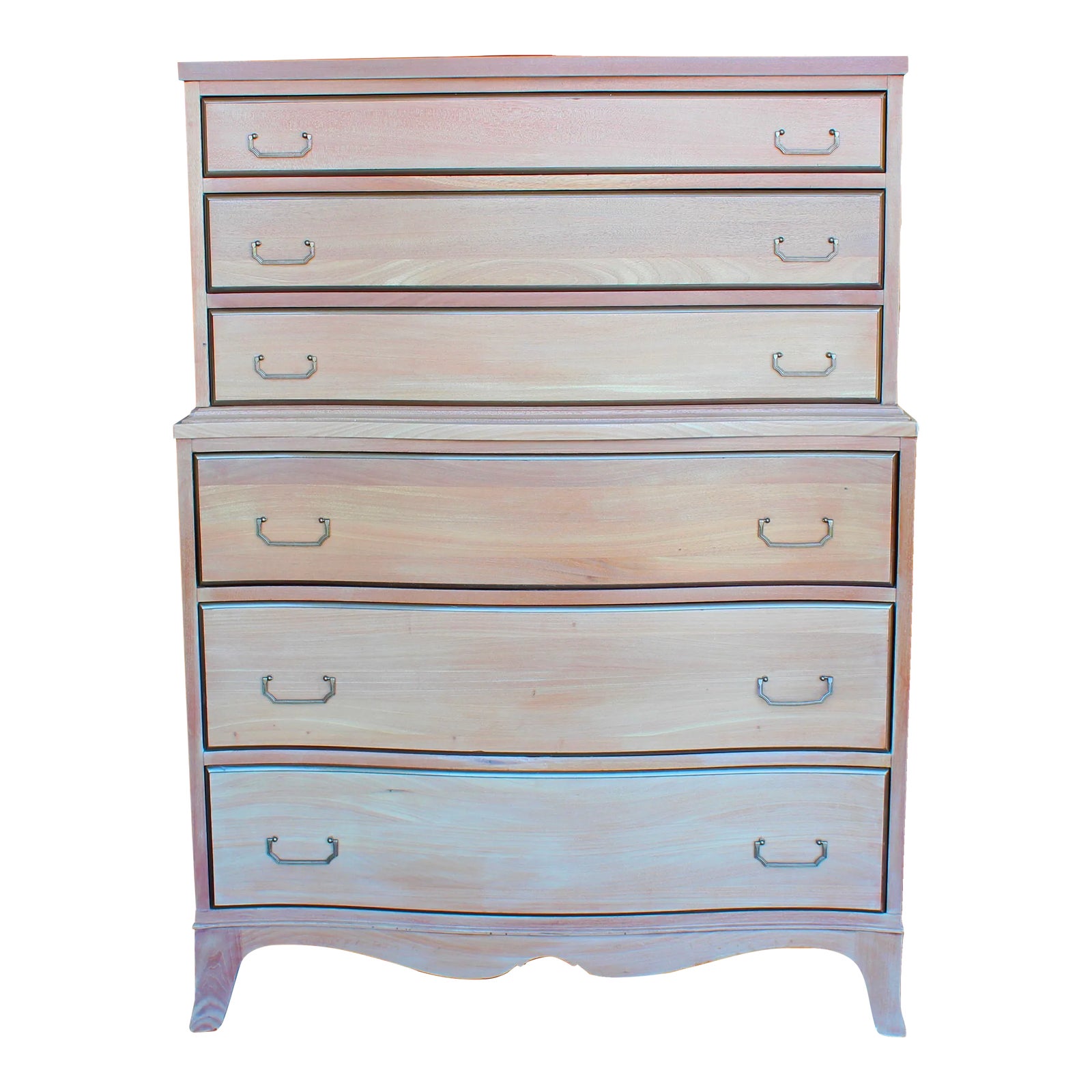 1970's Mahogany Whitewashed Highboy With Lacquer Topcoat | Chairish