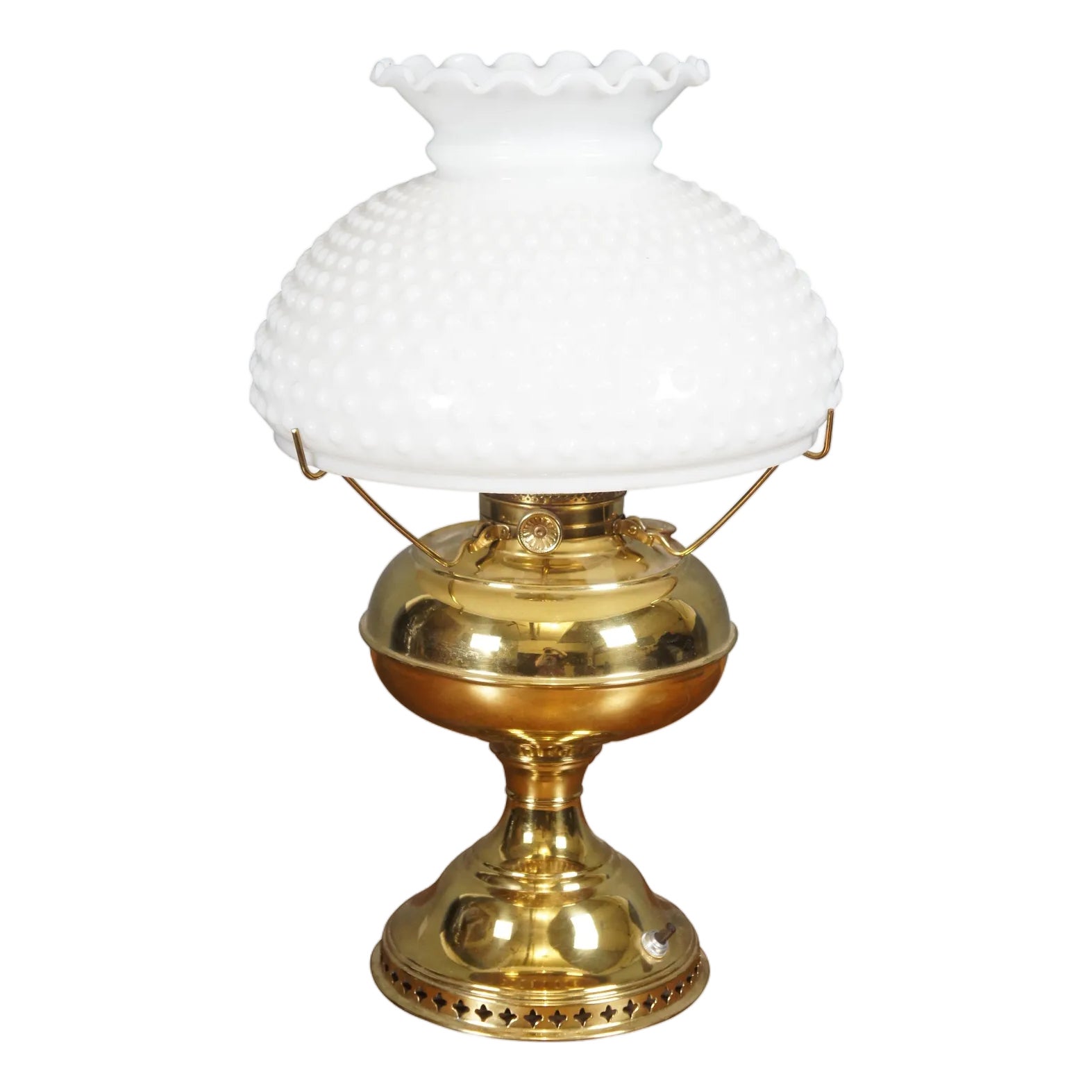 Antique Bradley & Hubbard Brass Hobnail Parlor Hurricane Oil Lamp ...