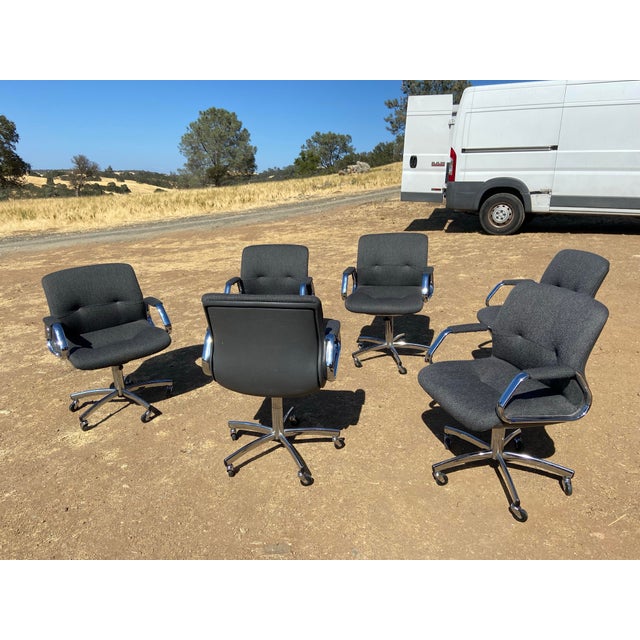 1980s Vintage Mid Century Modern Steelcase 454 Rolling Chair Set of 6 ...