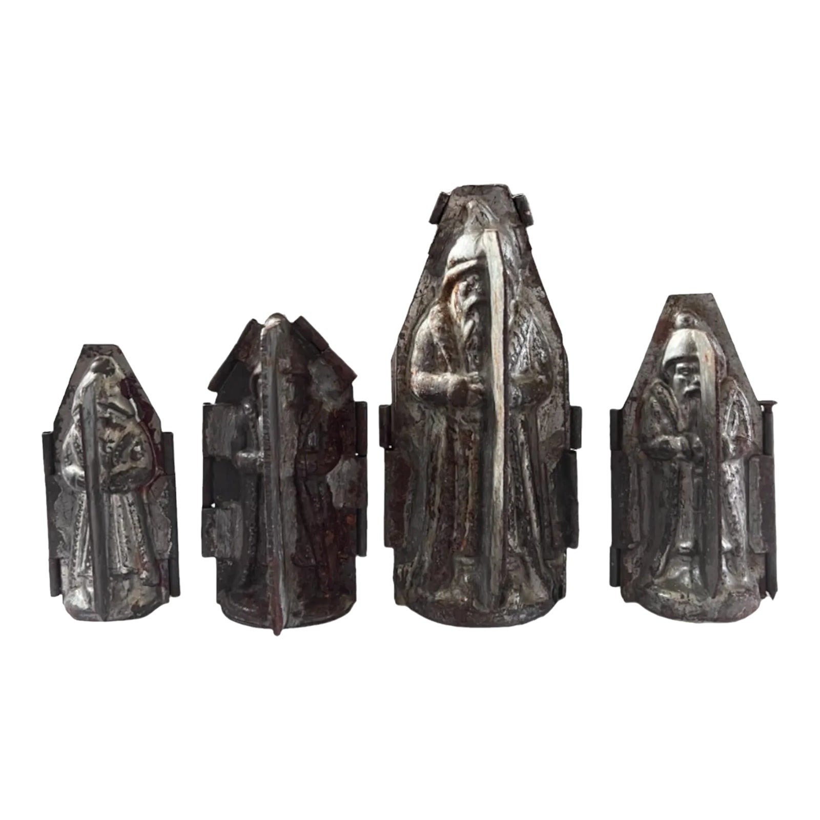 Set of 4 Antique French Santa Claus Chocolate Molds | Chairish