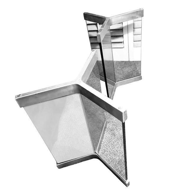 70s Modernist Pace Glass Dining Table With Triangular Twin Chromed ...
