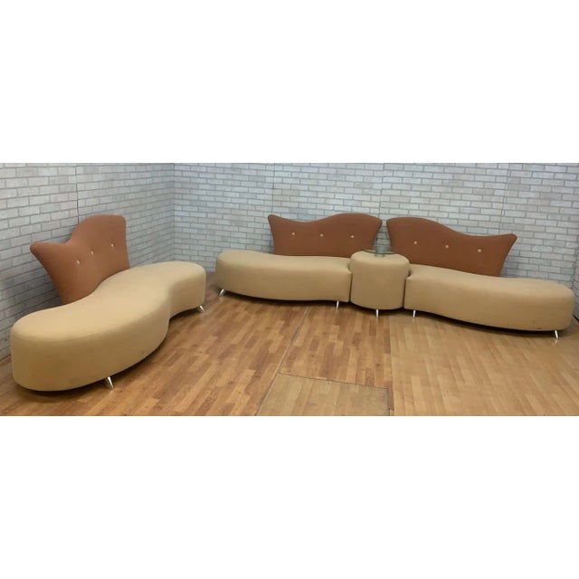 1980s Postmodern Vladimir Kagan Inspired Serpentine Sofa Set With Glass ...