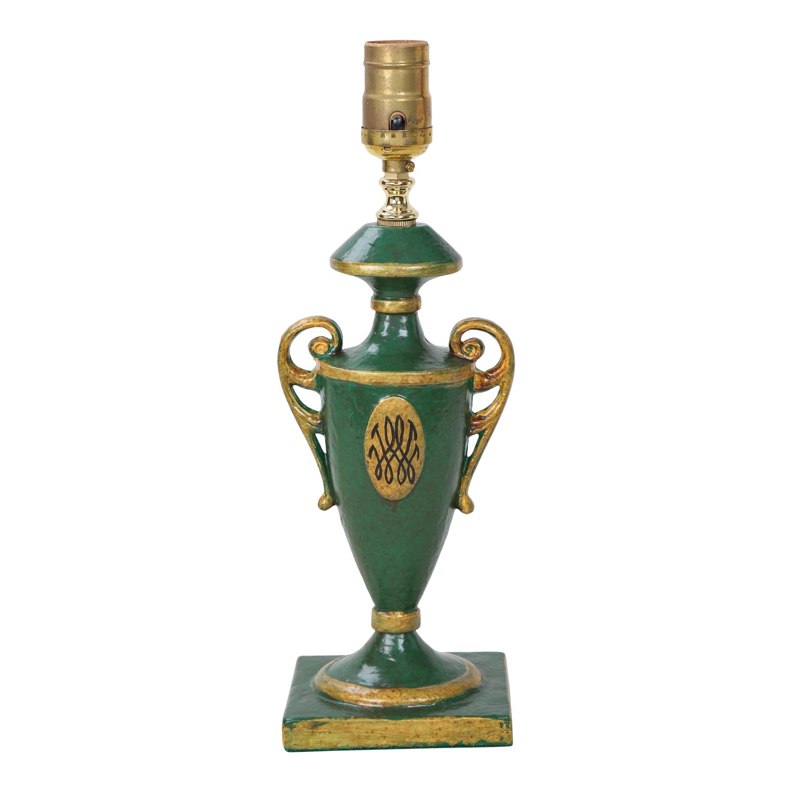 Vintage Green Urn Lamp With Duke & Duchess of Windsor Gold Accent ...